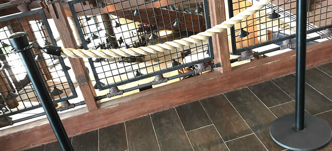 Post and Rope Barrier systems for queue management White Light Display