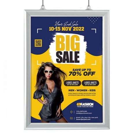 Ceiling Hanging Double Sided Poster Holders White Light Display
