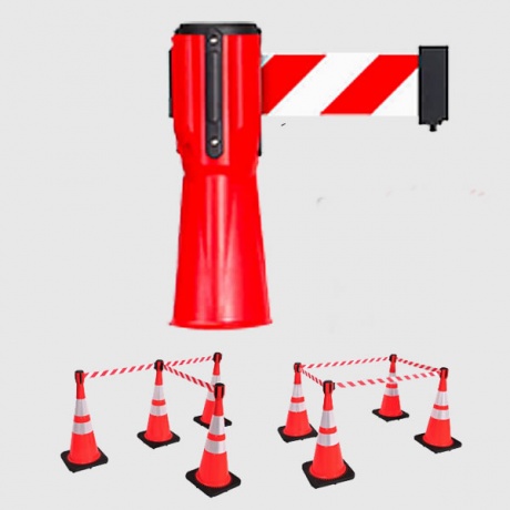 ConePro Traffic Cone Retractable Barriers White Light Display