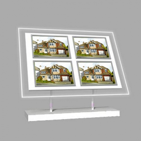 Premium Freestanding LED Estate Agent Window Displays White Light Display