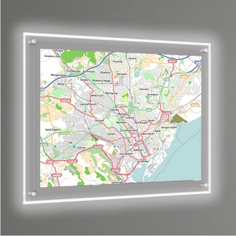 Estate Agents Illuminated LED Wall Maps | Bespoke OS Maps White Light ...