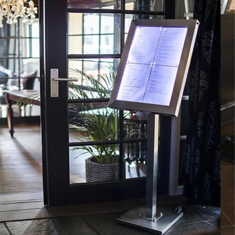 Buy Restaurant Menu Display Stands White Light Display
