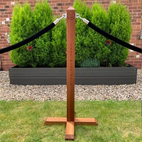 Rustic Wooden Rope Barrier Post, suitable for exterior use White Light ...