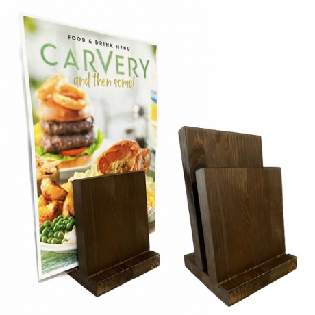 Low price for Twin Wooden Menu Holders in 5 Wood Colours White Light ...