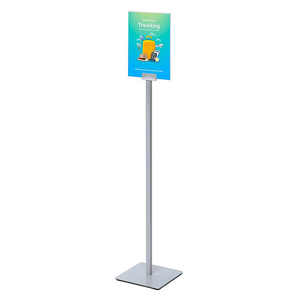A4 Info Display Pole with Acrylic Poster Frame White Light Display