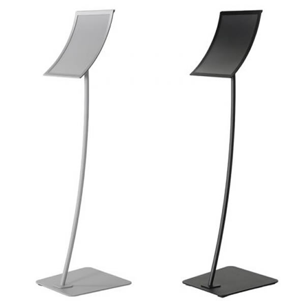 SECO Arc A4 Menu Board | Silver & Black Curved Menu Stand White Light ...