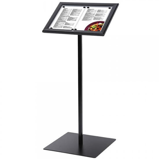 Outside Black Menu Stand in A3 with optional Lighting White Light Display