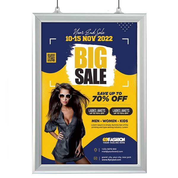 Ceiling Hanging Slide In Poster Holder White Light Display