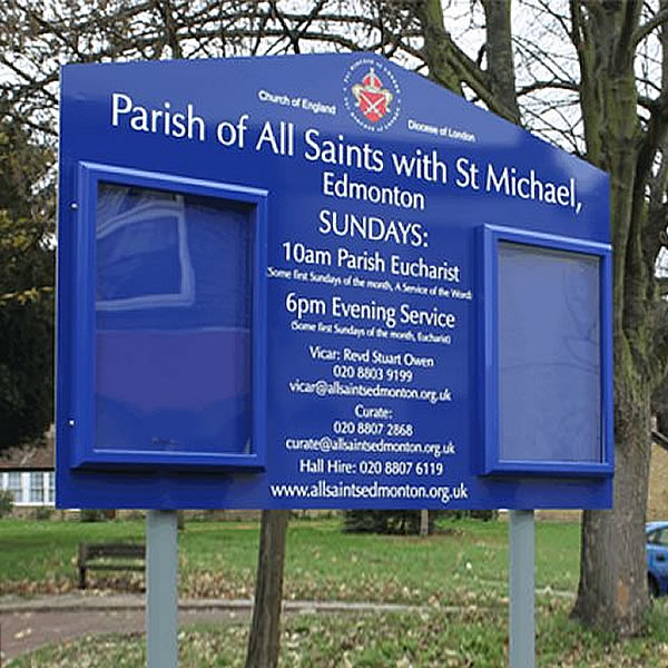 Sentinel Outside Sign Panel with Locking Noticeboards White Light Display