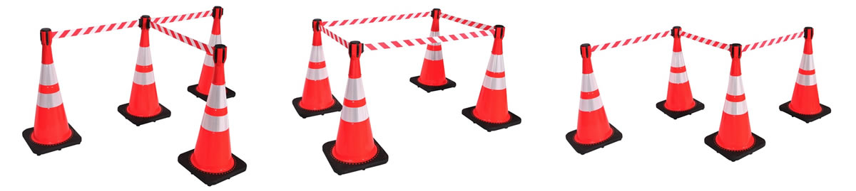 ConePro Traffic Cone Retractable Barrier | Next Day Delivery White ...