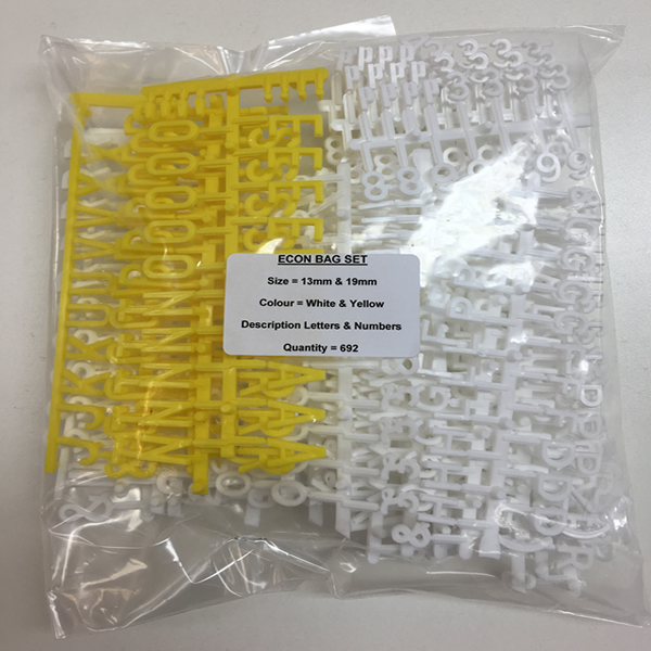 Econ Peg Letter Characters | 692 Assorted Characters White Light Display