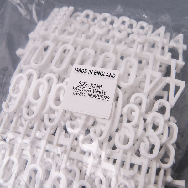 White Econ Peg Letter Characters | Upper Case Letters & Numbers White ...