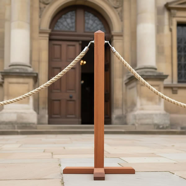 Rustic Wooden Rope Barrier Post, suitable for exterior use White Light ...