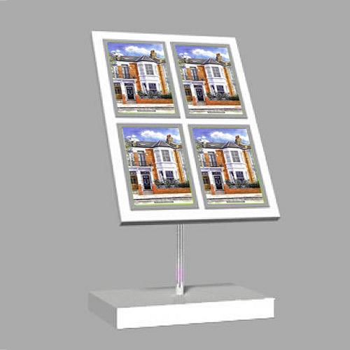 Freestanding LED Light Pocket Display 4 x A4 White Light Display