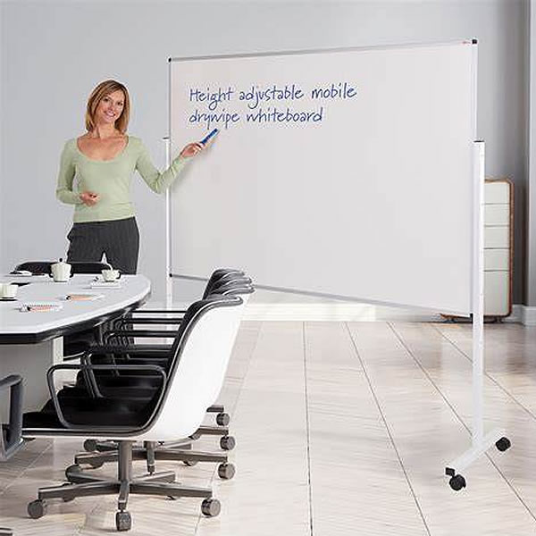 Height Adjustable Mobile Whiteboard | Double Sided Noticeboard White ...