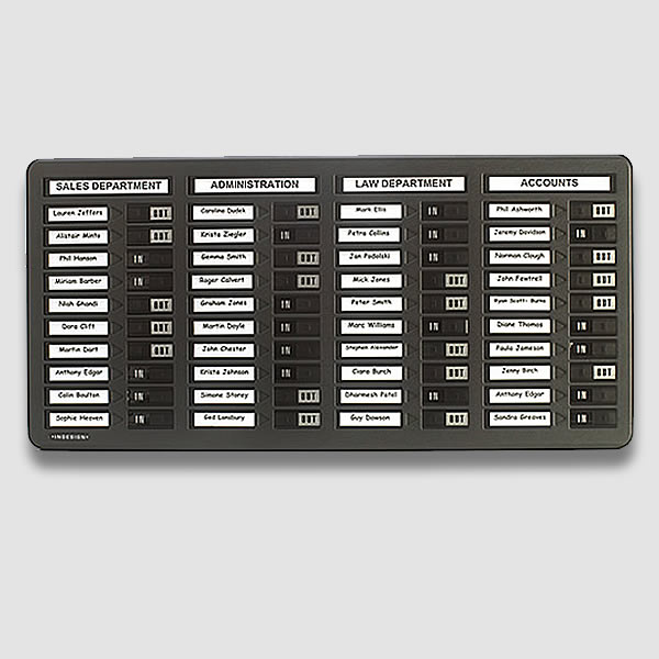 40 Name In Out Staff Board | Indesign Staff Boards White Light Display