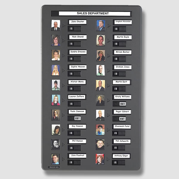 Buy Indesign In Out Staff Board with Photo Holders - 20 Staff White ...