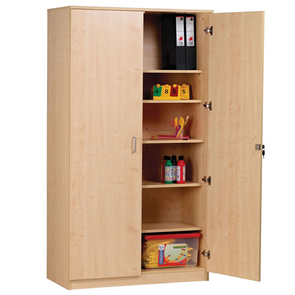 Tall Beech Wood Storage Cupboard for Schools and the Classroom White ...