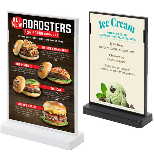 Table Menu Stand in Black or White White Light Display