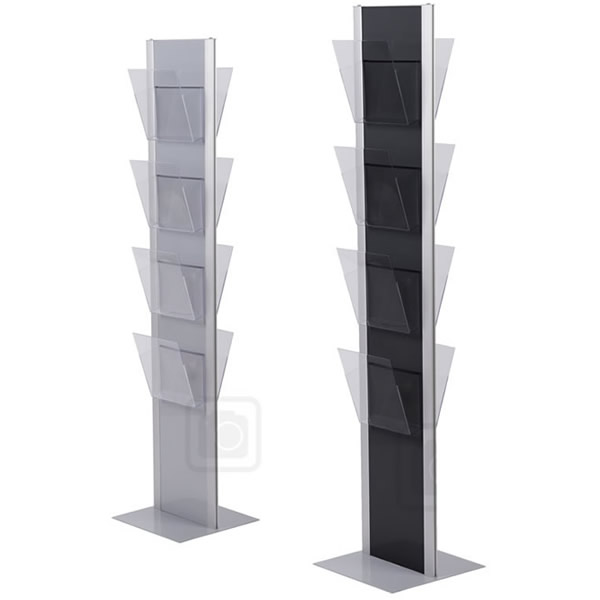 Brochure Rack Totem with Clear Acrylic A4 Brochure Pockets White Light ...