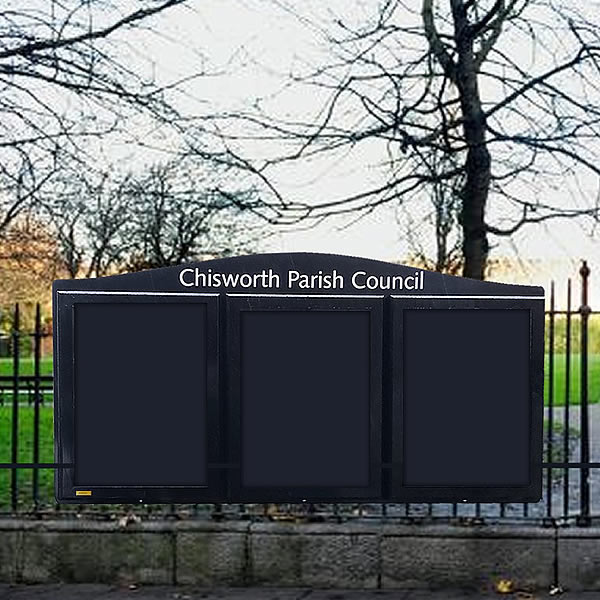Triple Door Rail Mounted Noticeboard with Printed Header White Light ...