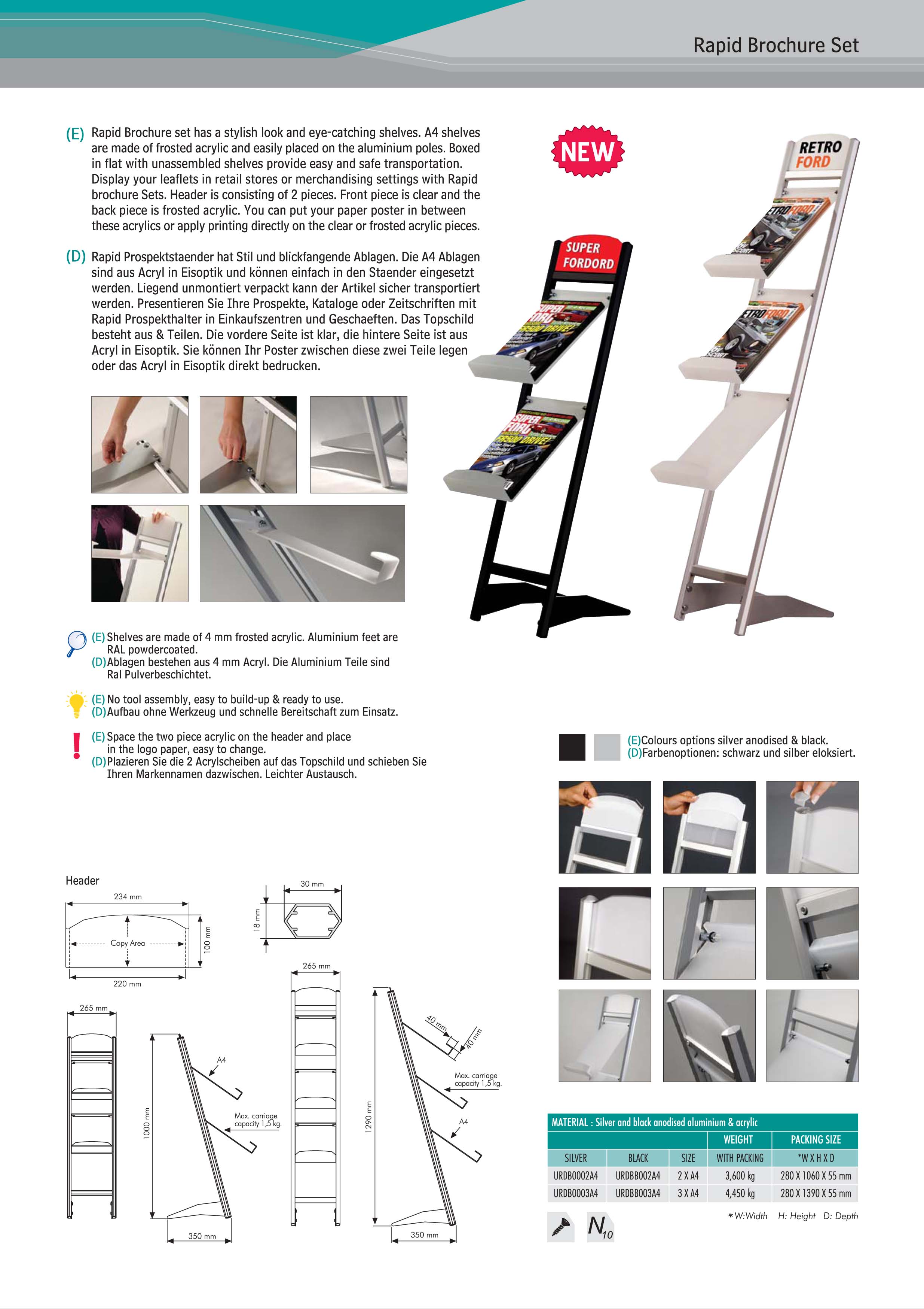 Buy Rapid Brochure Stand | Reclined Literature Display White Light Display
