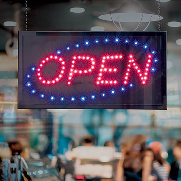 Securit LED Open Flashing Window Sign White Light Display