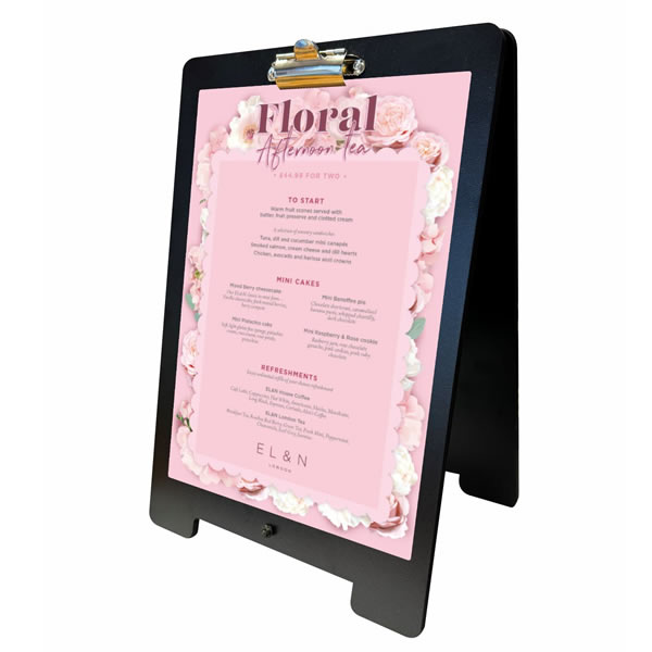 Mini A-Frame Tabletop Menu Clipboard | Sizes A5 & A4 White Light Display