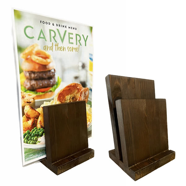 Low price for Twin Wooden Menu Holders in 5 Wood Colours White Light ...