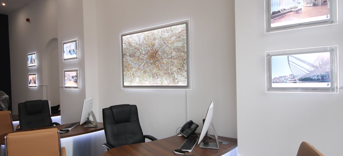 Estate Agents Illuminated LED Wall Maps | Bespoke OS Maps White Light ...