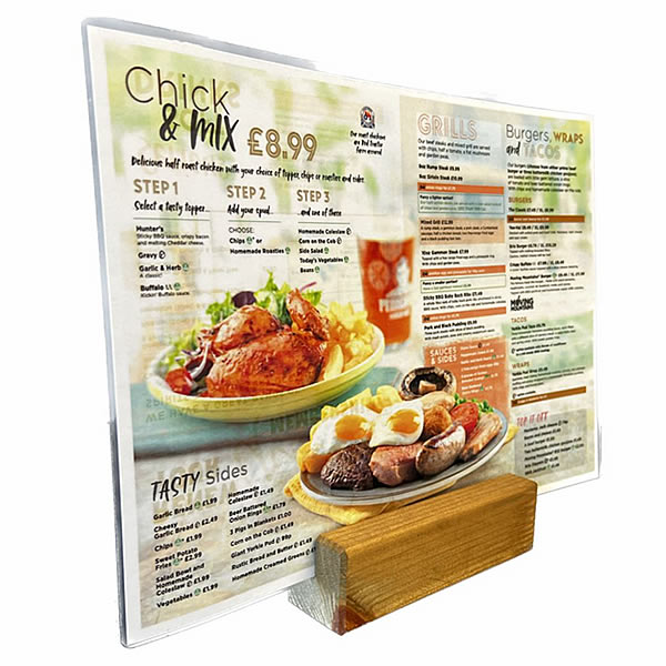 Buy Table Top Wooden Menu Blocks with 3mm Central Groove White Light ...