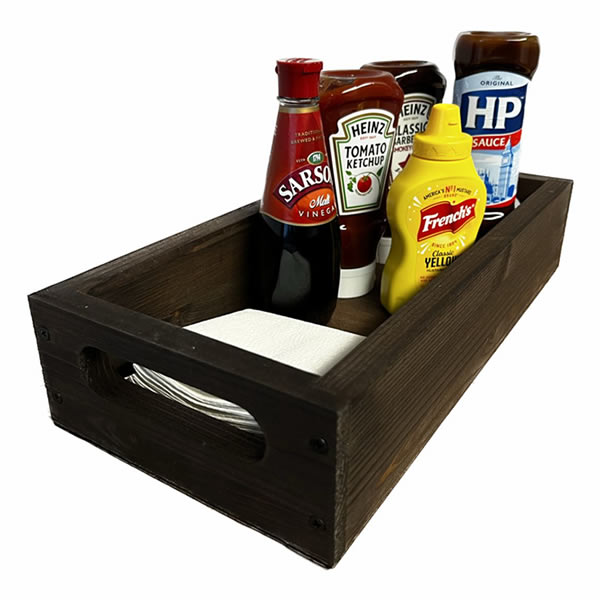 Wooden Condiment Carton with Handles. Condiment Box in 3 Sizes White ...